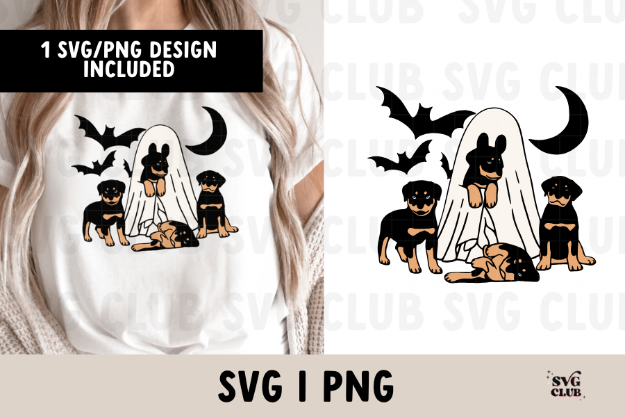 Ghost with Puppy Dogs SVG / PNG - Trendy Halloween SVG – SVG Club